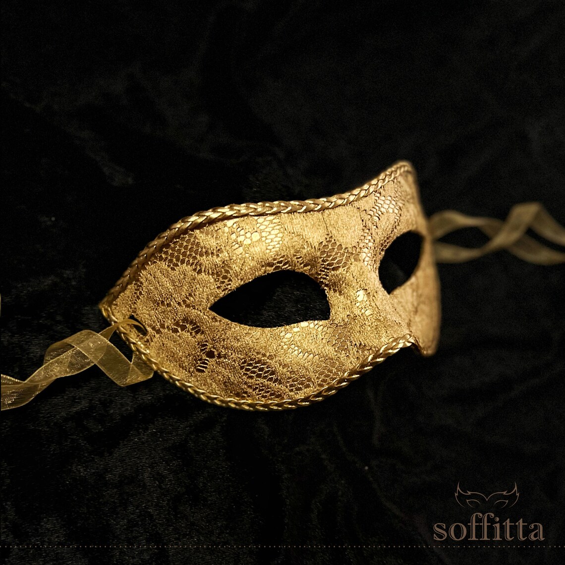 Venetian Style Gold Couple's Masquerade Mask - Gold Lace Masquerade ...