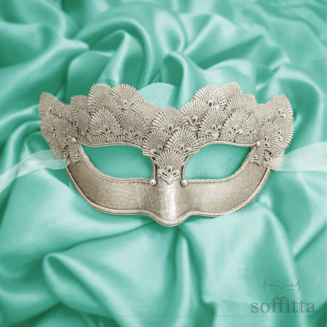 Pure Silver Lace Masquerade Mask With Brocade Fabric - Etsy