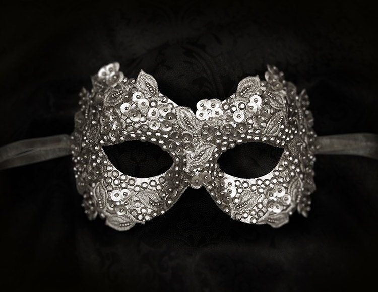 Sequined Silver Masquerade Mask With Rhinestones And | Etsy