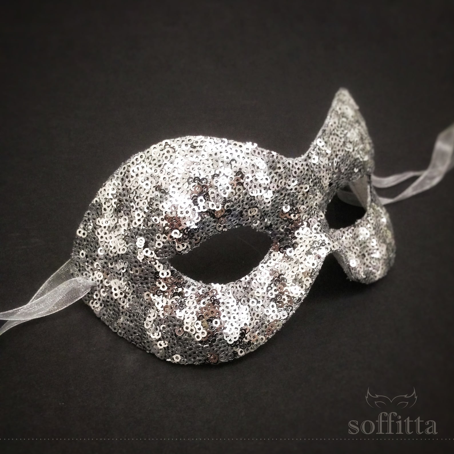 Silver Sequin Masquerade Mask - Shimmering Venetian Style Halloween ...