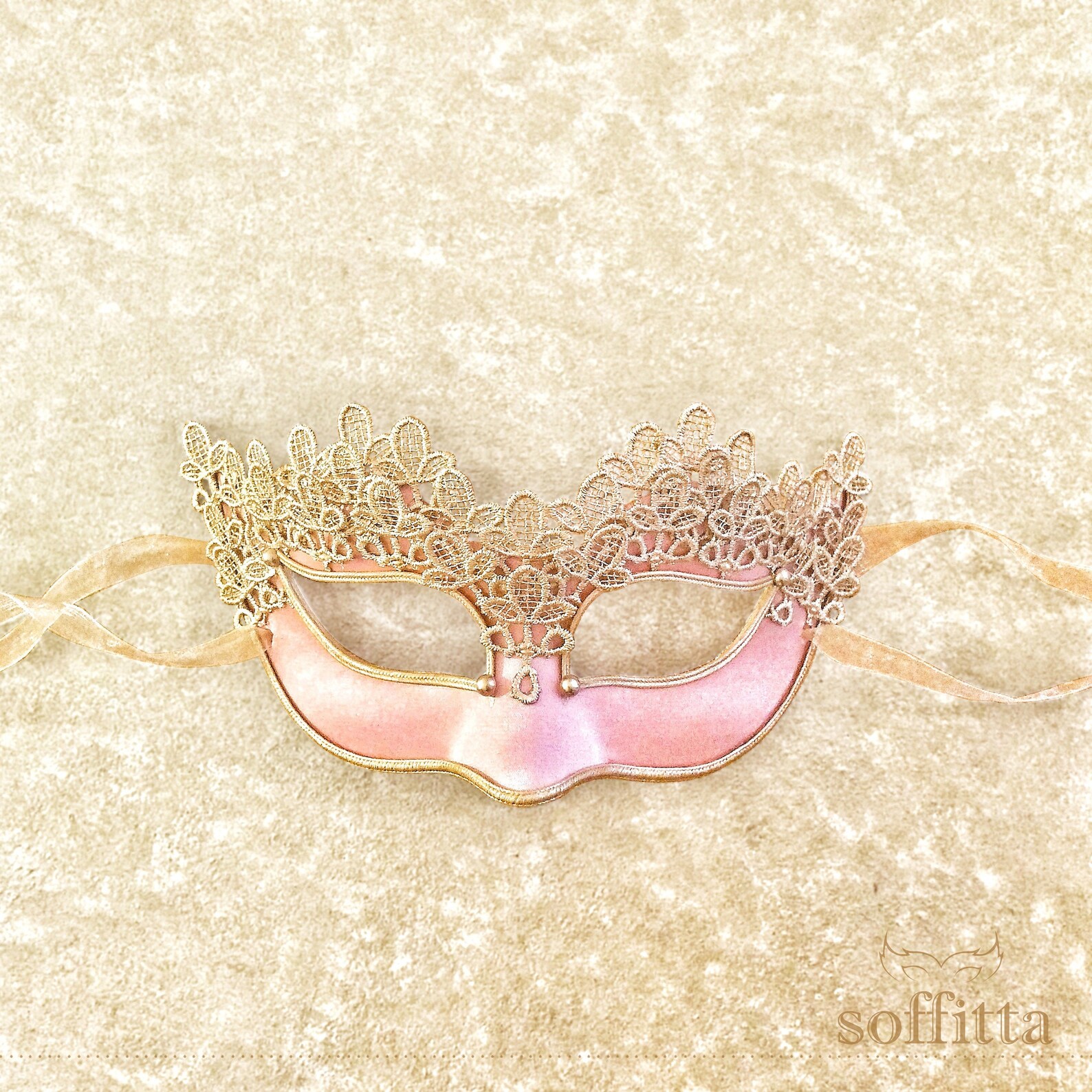 Pink & Gold Lace Masquerade Mask Venetian Style Halloween - Etsy