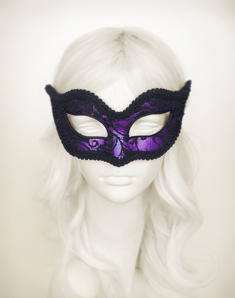Metallic Purple and Black Lace Masquerade Mask Purple - Etsy