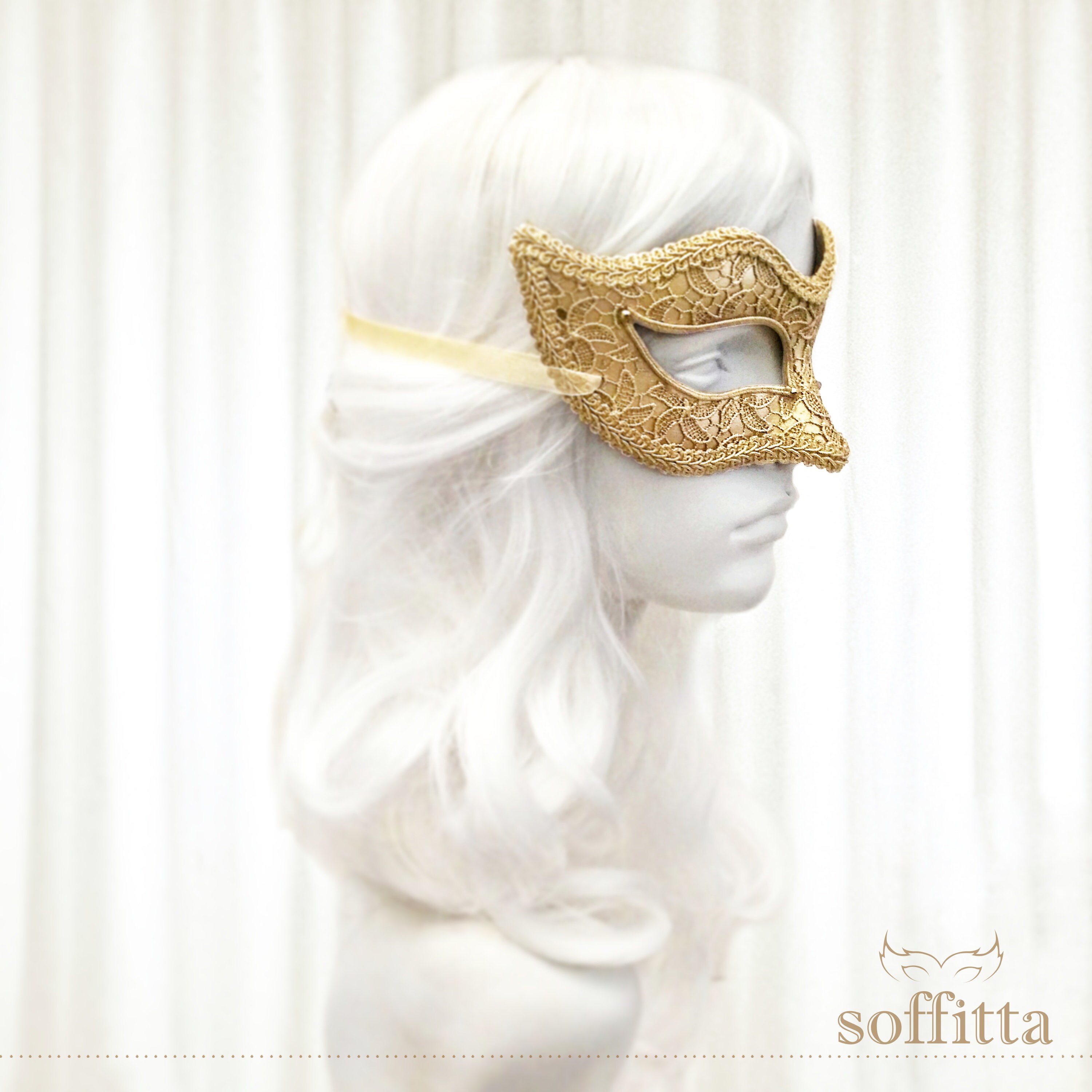 Gold Lace Covered Masquerade Mask Venetian Style Gold | Etsy