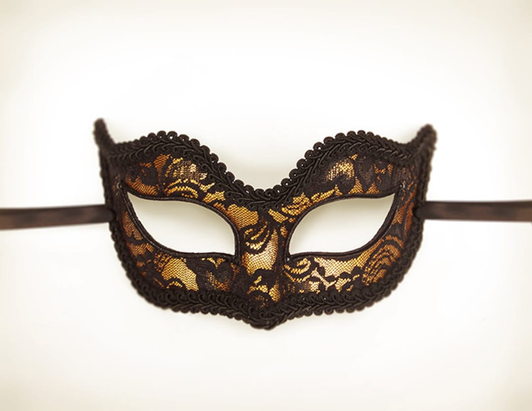Gold and Black Lace Masquerade Mask Gold Venetian Mask Decorated With ...