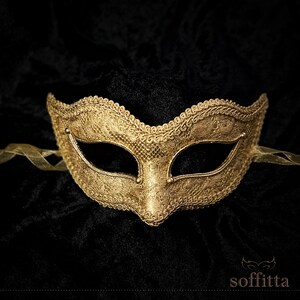 Gold Lace Covered Masquerade Mask - Venetian Style Gold Halloween Mask ...