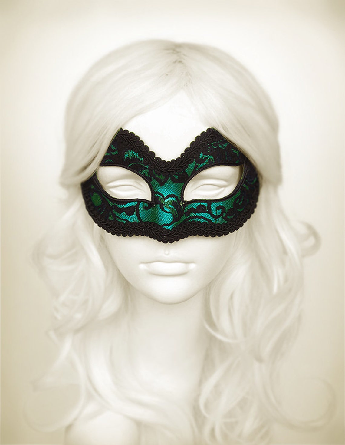 Metallic Green and Black Lace Masquerade Mask Green Venetian | Etsy Canada