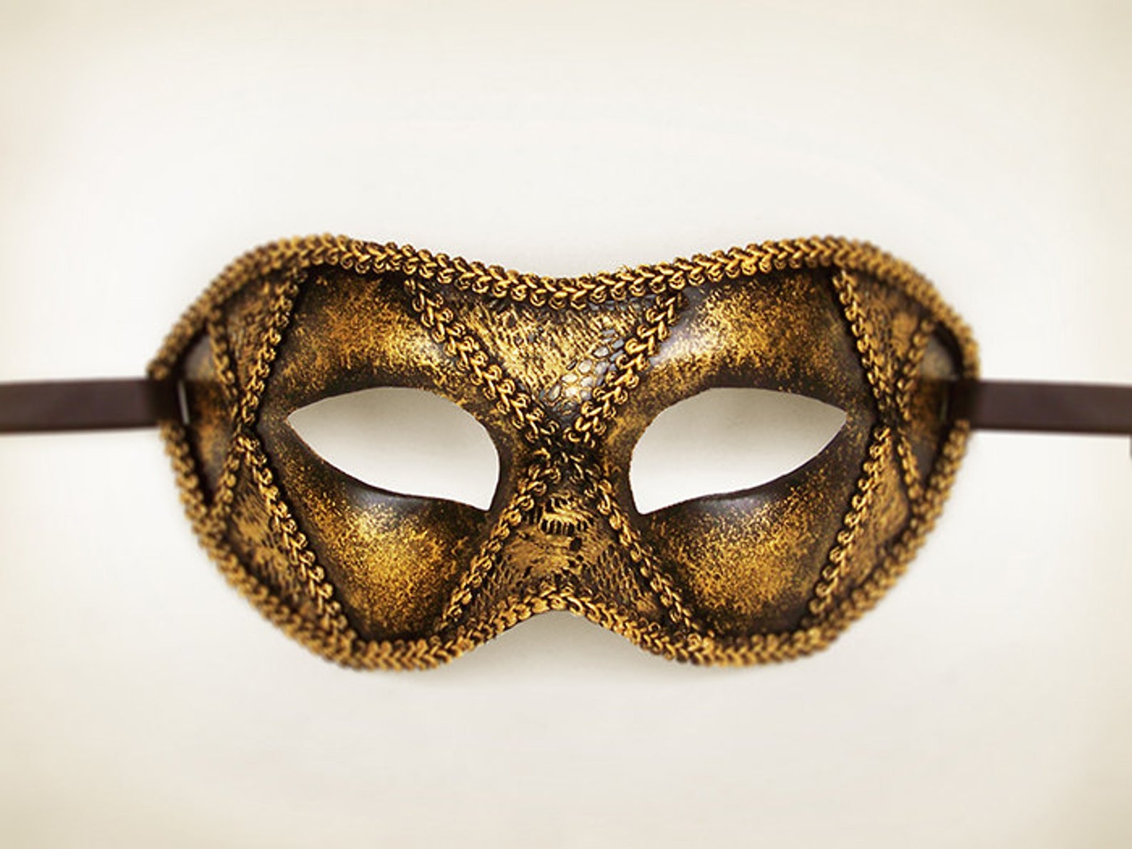 Handpainted Metallic Gold Masquerade Mask for Men Antiqued - Etsy