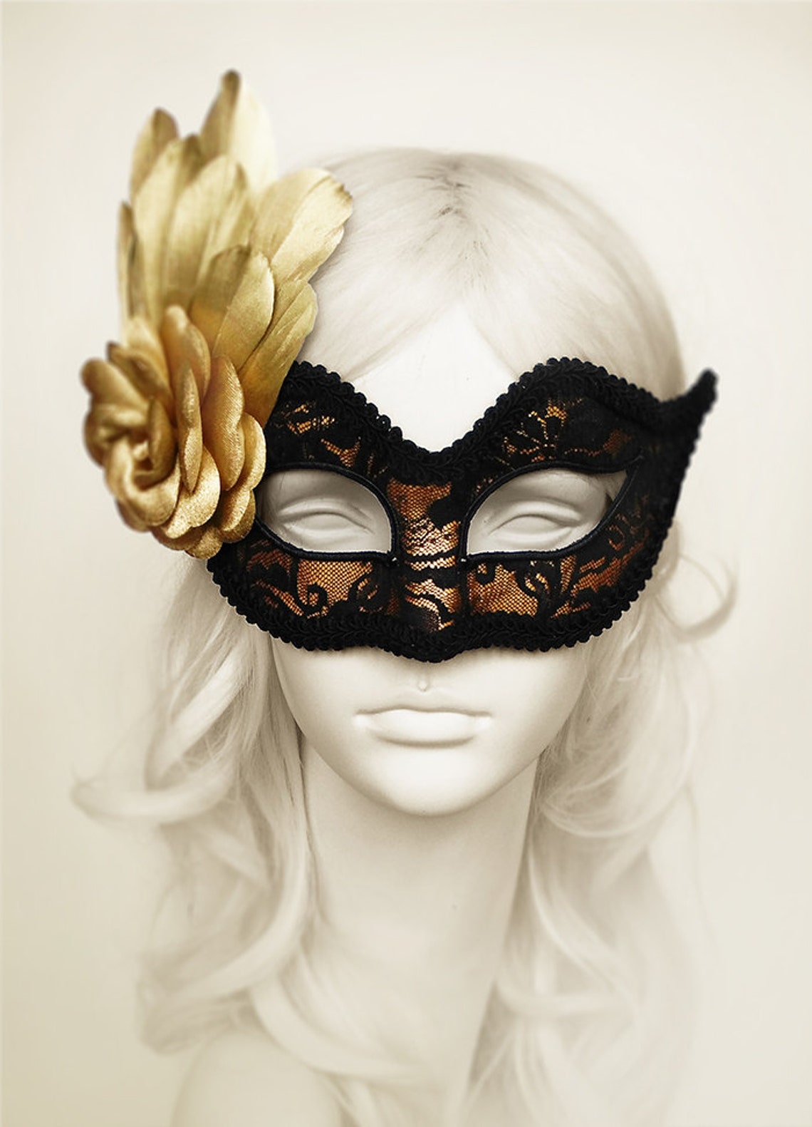 Gold and Black Lace Masquerade Mask Gold Venetian Mask With - Etsy