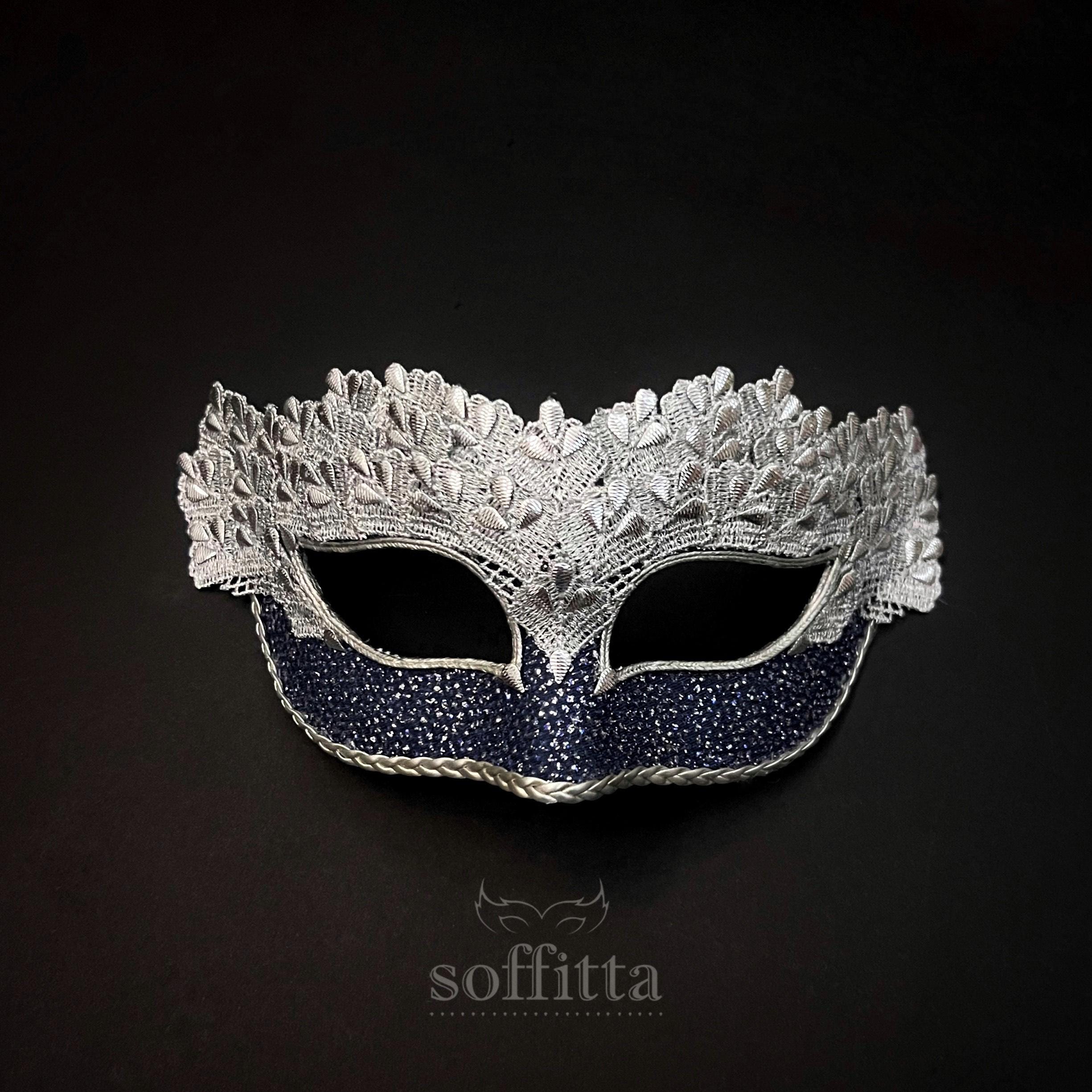 Navy Blue and Silver Glitter Masquerade Mask - Venetian Style ...