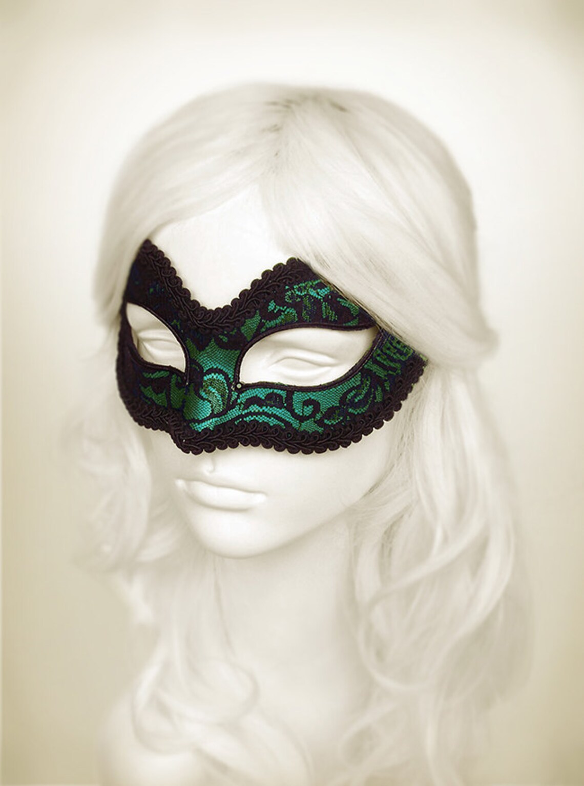 Metallic Green and Black Lace Masquerade Mask - Green Venetian Mask ...