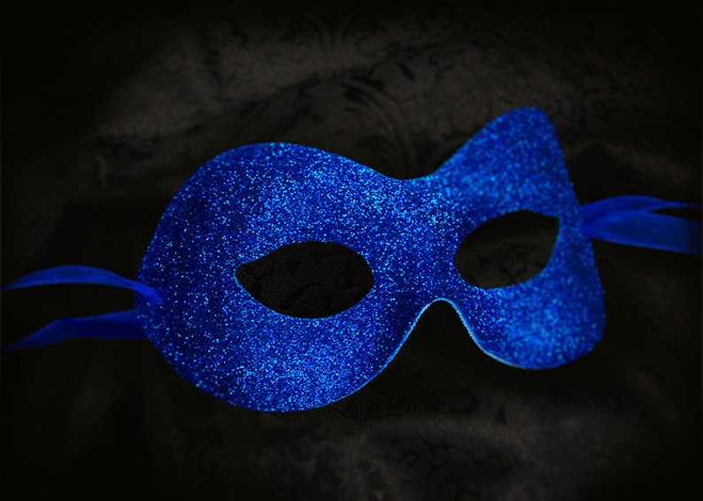 Glitter Royal Blue Masquerade Mask Shimmering Blue Venetian - Etsy