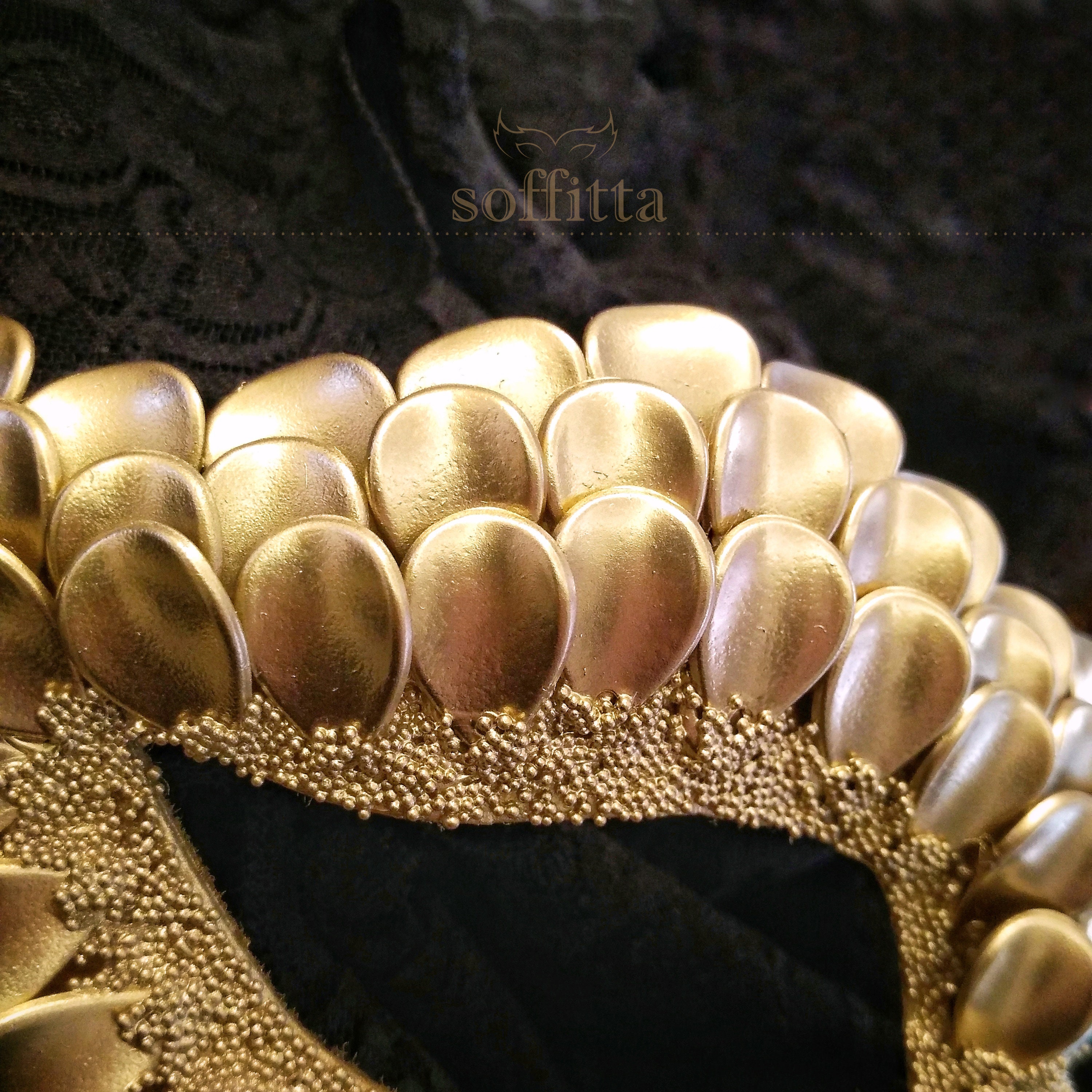 Gold Masquerade Mask With Dragon Scales - Metallic Gold Venetian Mask ...