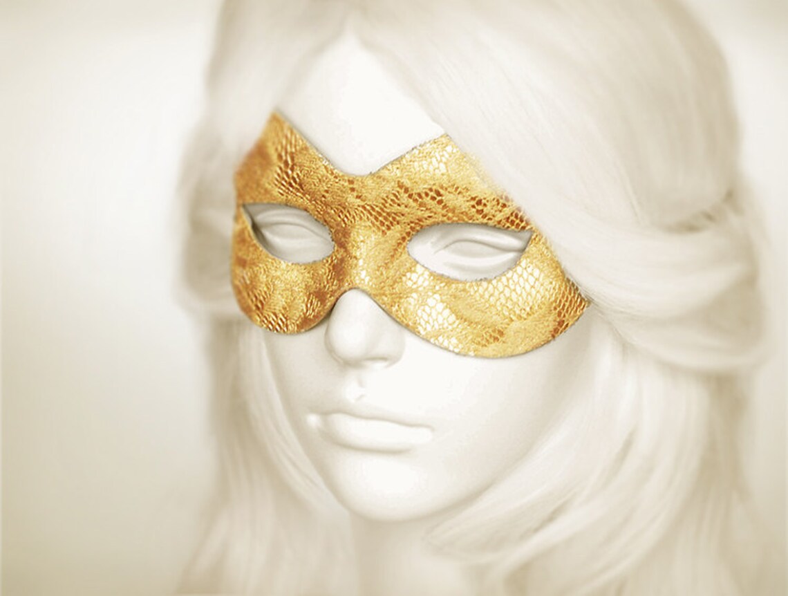 Gold Lace Masquerade Mask Lace Covered Venetian Style Prom - Etsy