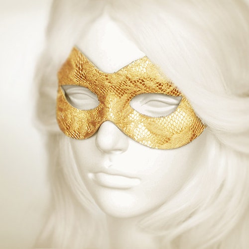 Gold Lace Masquerade Mask Lace Covered Venetian Style Prom - Etsy