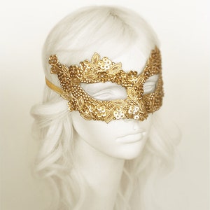 Sequined Gold Masquerade Mask With Rhinestones and Embroidery ...