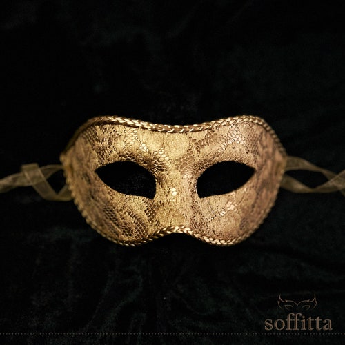 Gold Lace Masquerade Mask Lace Covered Venetian Style Prom - Etsy