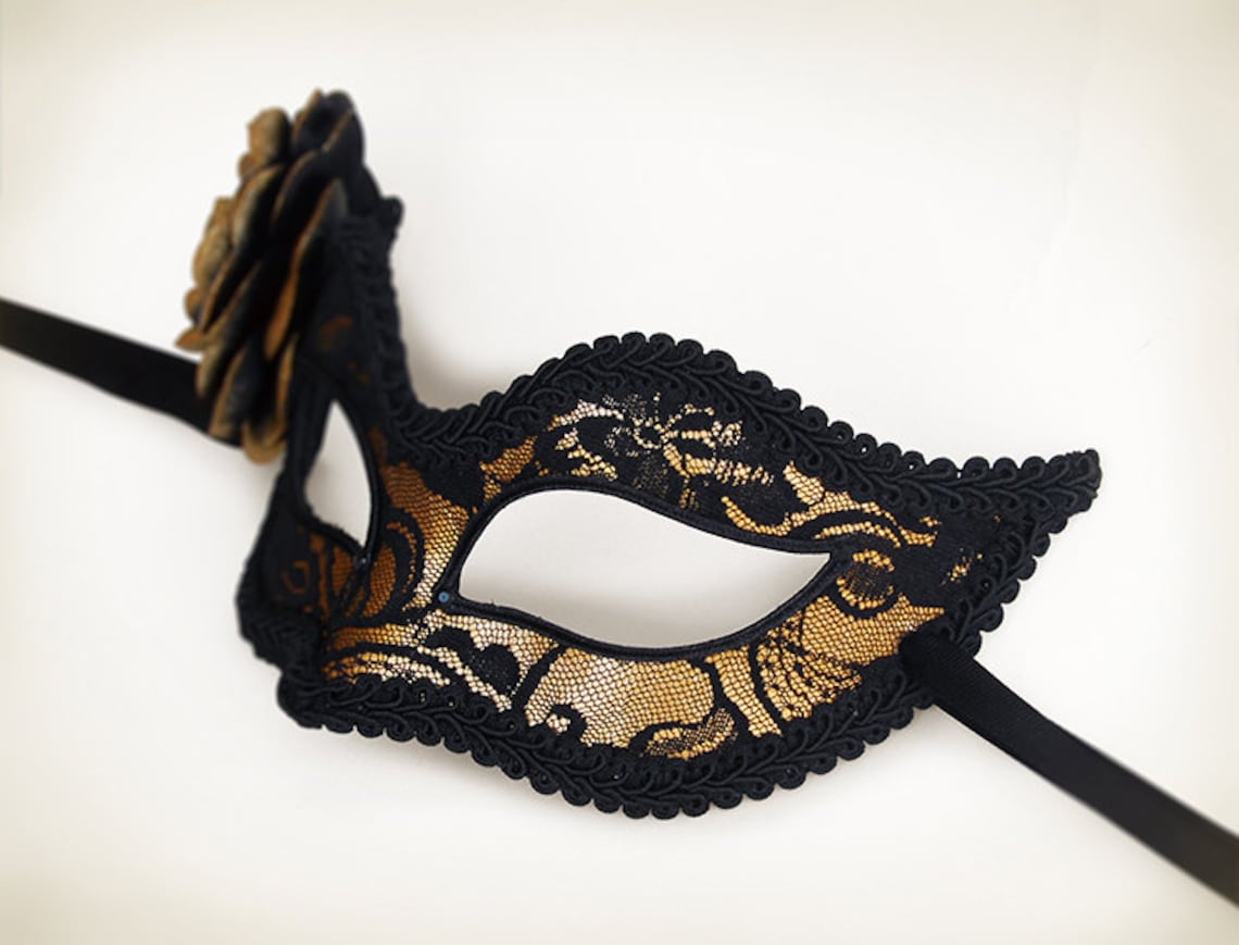 Gold and Black Lace Masquerade Mask Gold Venetian Mask - Etsy