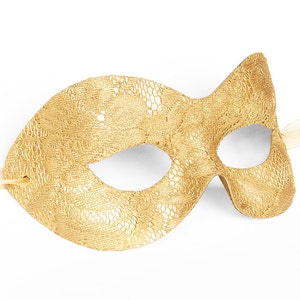 Gold Lace Masquerade Mask - Lace Covered Venetian Style Prom Mask - Etsy