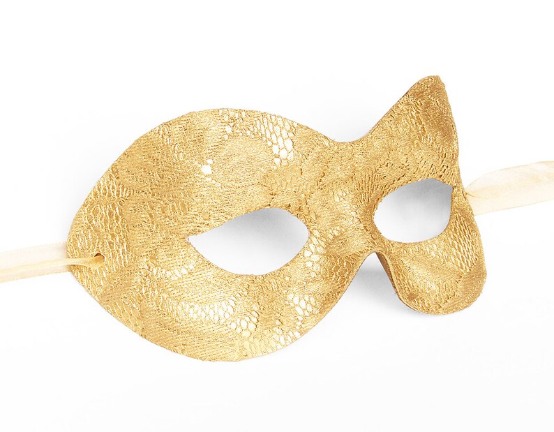 Gold Lace Masquerade Mask Lace Covered Venetian Style Prom - Etsy