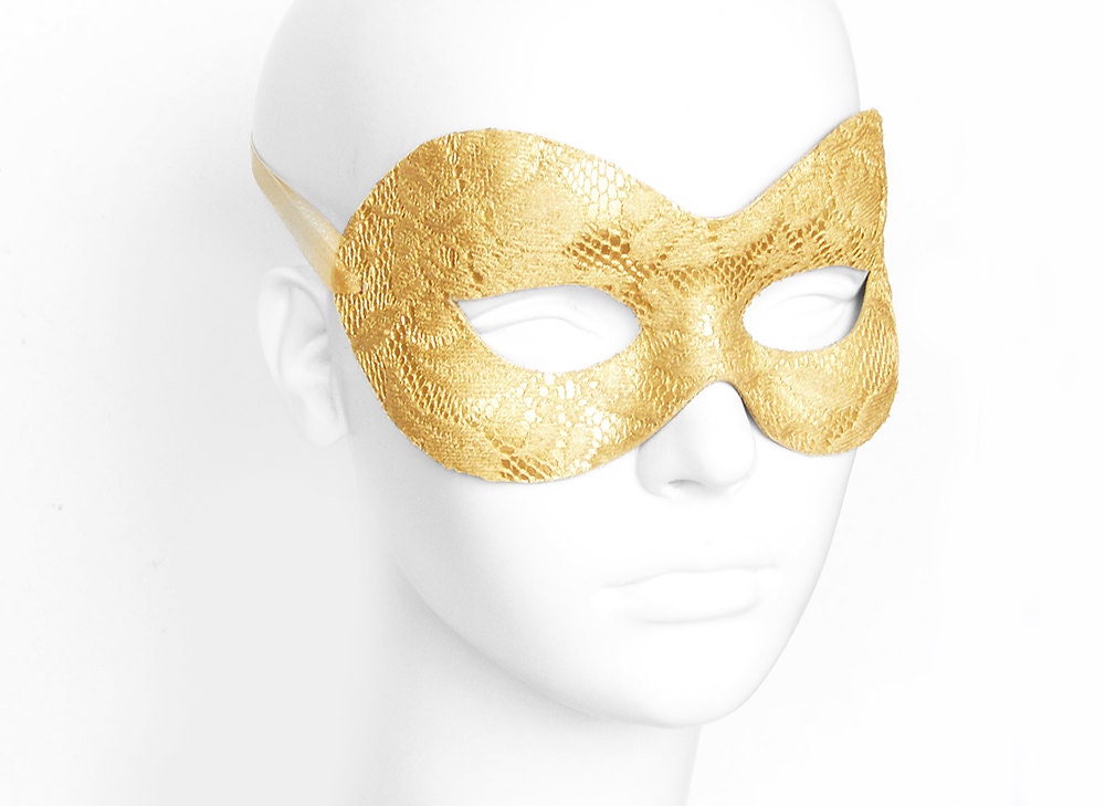 Gold Lace Masquerade Mask Lace Covered Venetian Style Prom - Etsy