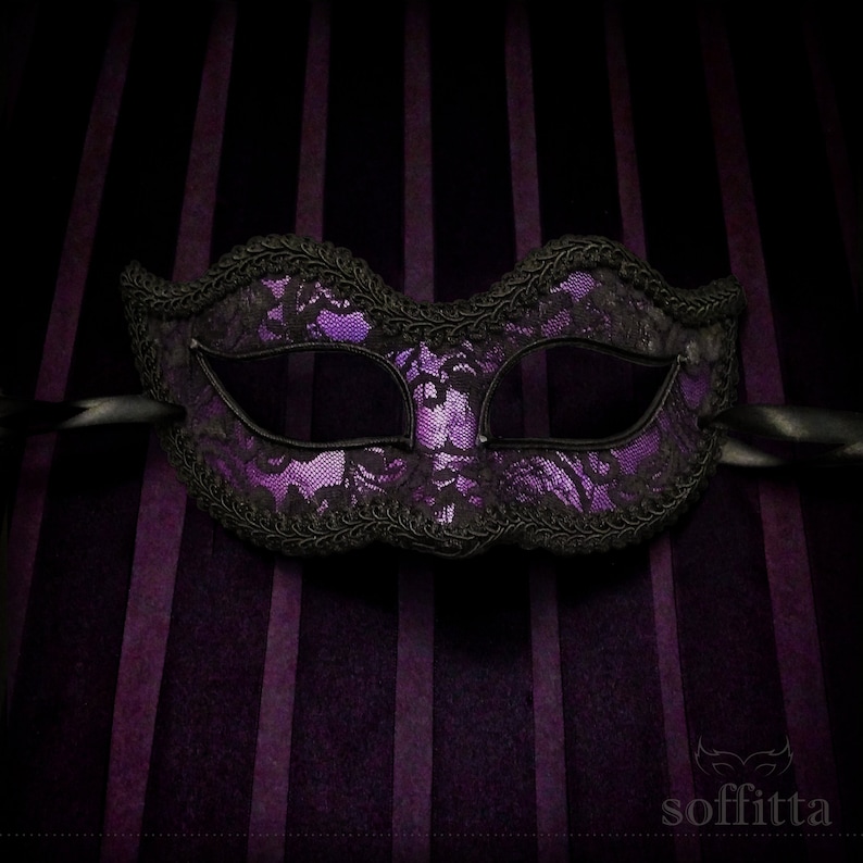 Metallic Purple and Black Lace Masquerade Mask Purple - Etsy
