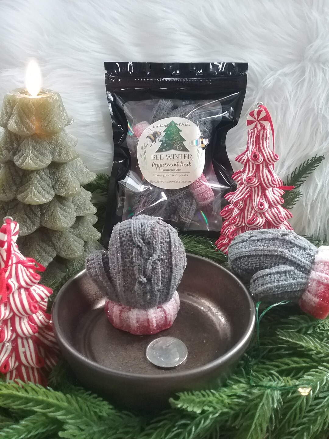 Peppermint Bark Mitten Wax Melts Christmas Wax Melts Gift for Christmas ...