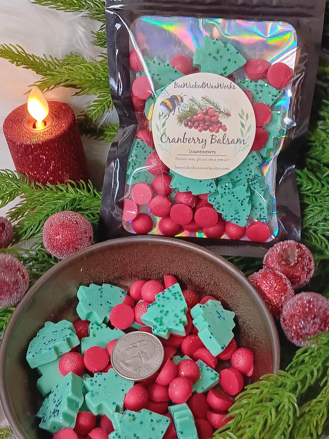 Cranberry Balsam Mini Wax Melts Strong Scented Wax Melts for Wax Warmer ...