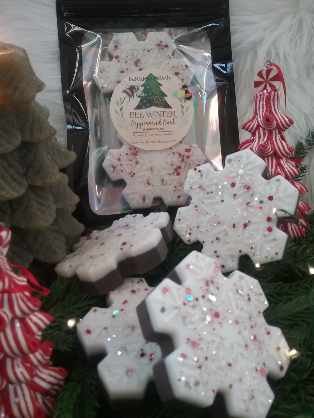Peppermint Bark Snowflake Wax Melts Christmas Wax Melts Gift for ...