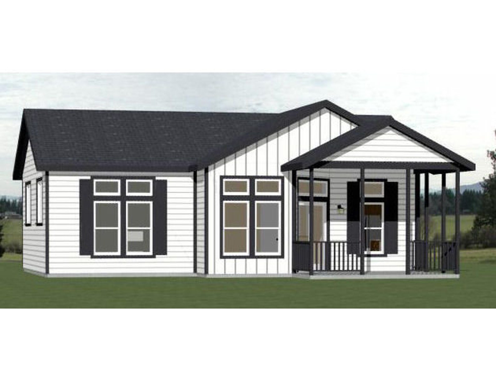 36x26 House 2-bedroom 1-bath 820 Sq Ft PDF Floor Plan Instant Download ...