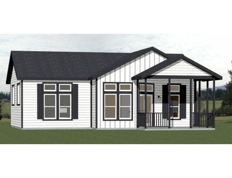 36x26 House 2-bedroom 1-bath 820 Sq Ft PDF Floor Plan Instant Download ...