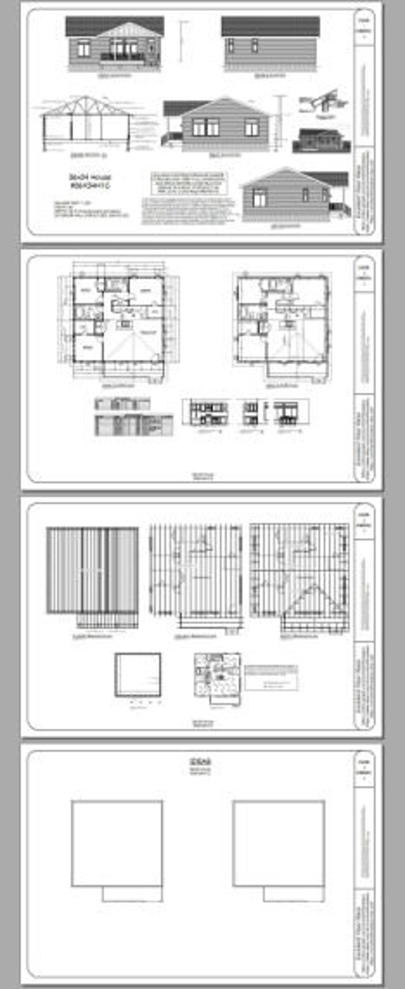36x34 House 3-bedroom 2-bath 1224 Sq Ft PDF Floor - Etsy