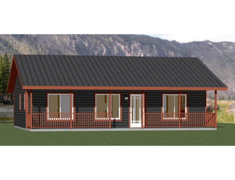 36x24 House -- 2-bedroom 2-bath -- 864 Sq Ft -- PDF Floor Plan ...