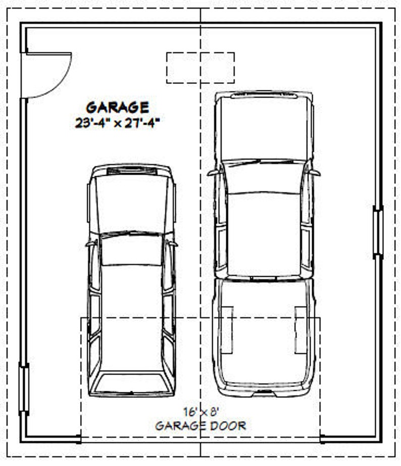 24x28 2-car Garages 672 Sq Ft 9ft Walls PDF Floor Plan Instant Download Models 1B and 1F - Etsy