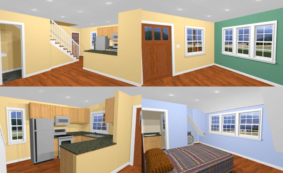 20x16 House 1-bedroom 1.5-bath 557 Sq Ft PDF Floor - Etsy