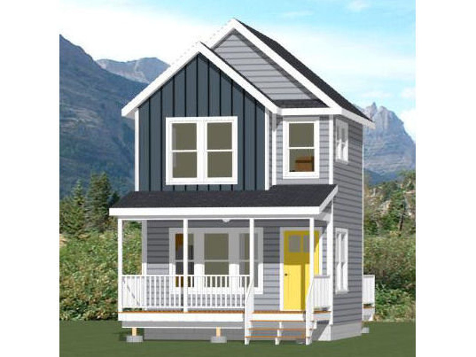 16x16 House 1-bedroom 1-bath 493 Sq Ft PDF Floor Plan - Etsy