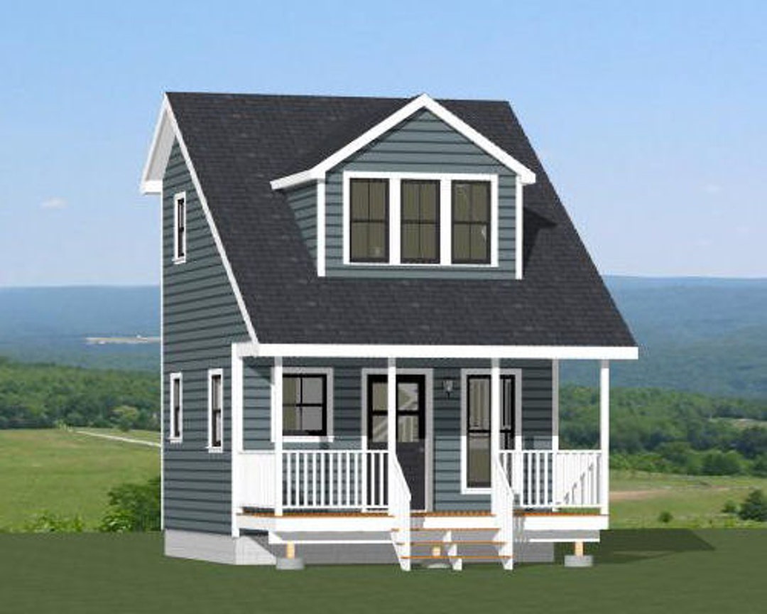 16x16 House -- 1-bedroom 1.5-bath -- 492 Sq Ft -- PDF Floor Plan ...
