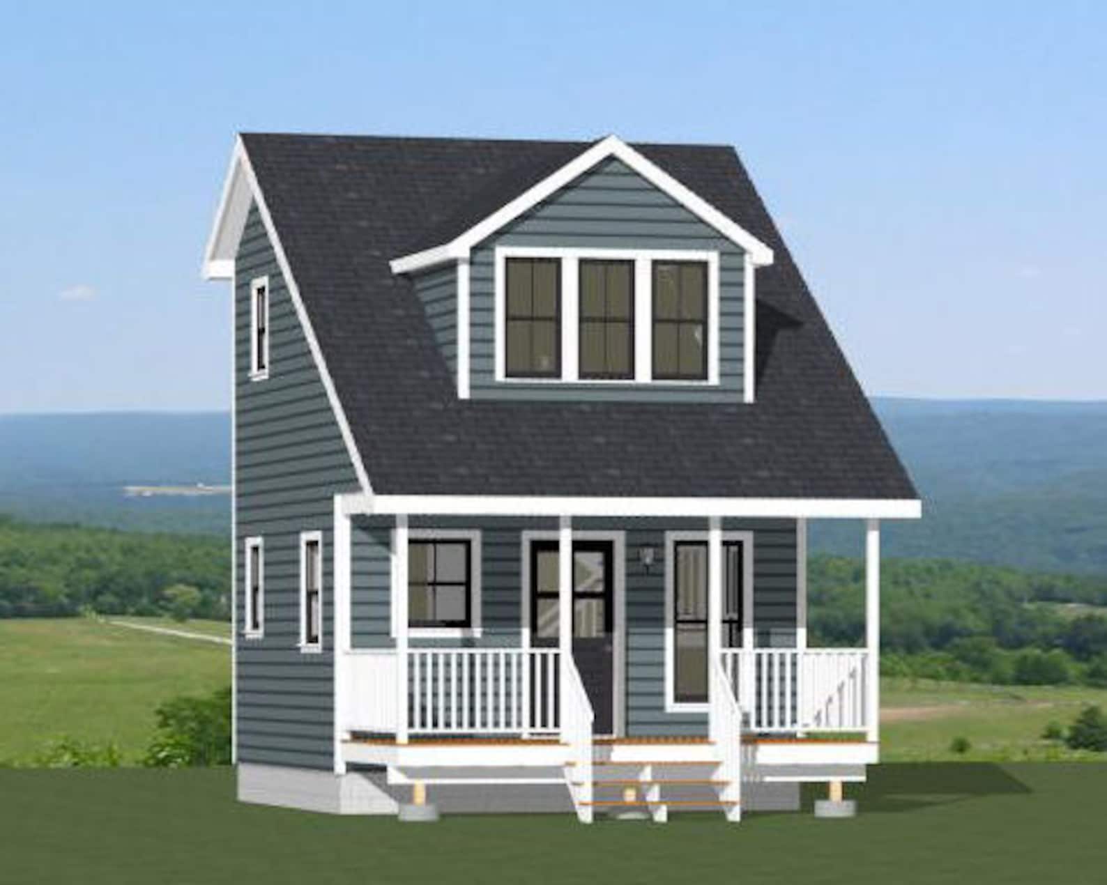 16x16 House 1-bedroom 1.5-bath 492 Sq Ft PDF Floor - Etsy