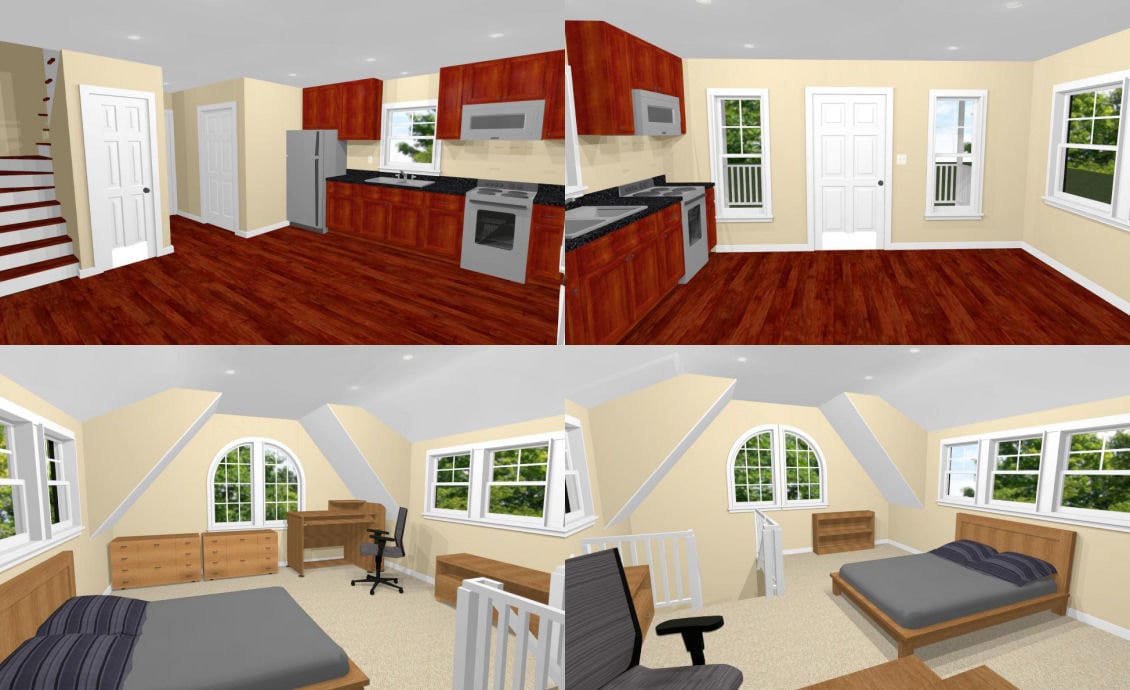 16x20 House -- 1-bedroom 1-bath -- 574 Sq Ft -- PDF Floor Plan ...