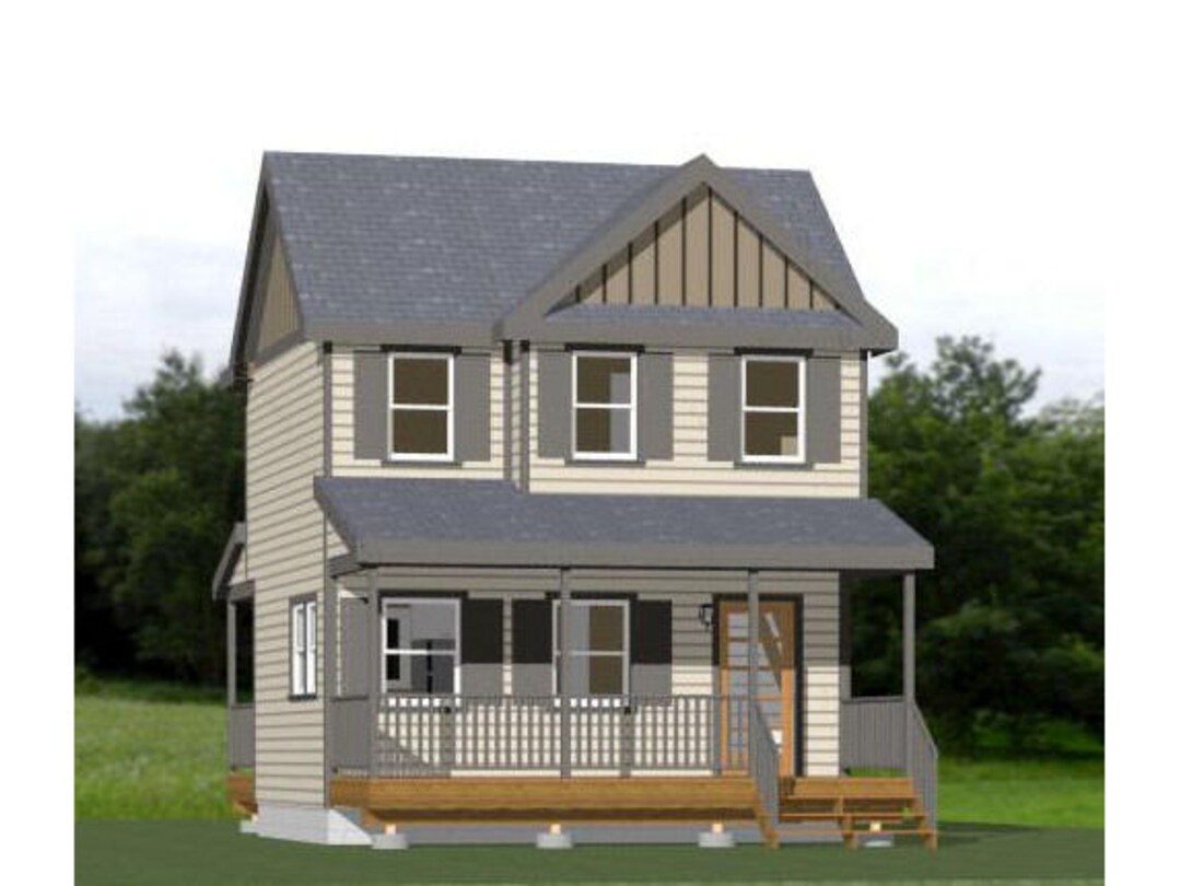 20x16 House -- 2-bedroom 1-bath -- 630 Sq Ft -- PDF Floor Plan ...