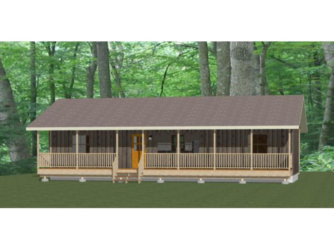 48x16 House 2-bedroom 2-bath 768 Sq Ft PDF Floor Plan Instant Download ...