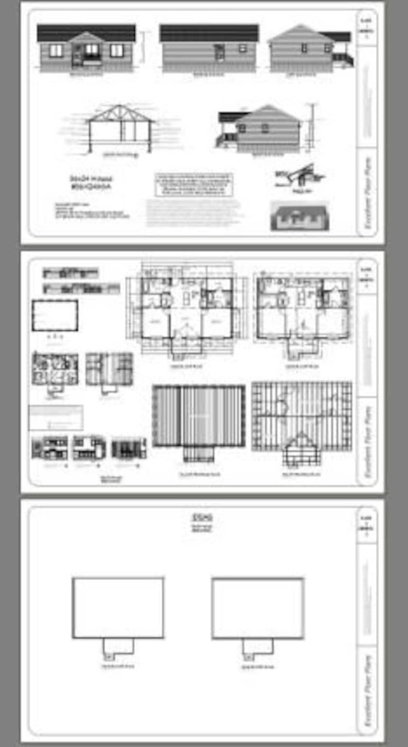 36x24 House -- 2-bedroom 2-bath -- 864 Sq Ft -- PDF Floor Plan ...