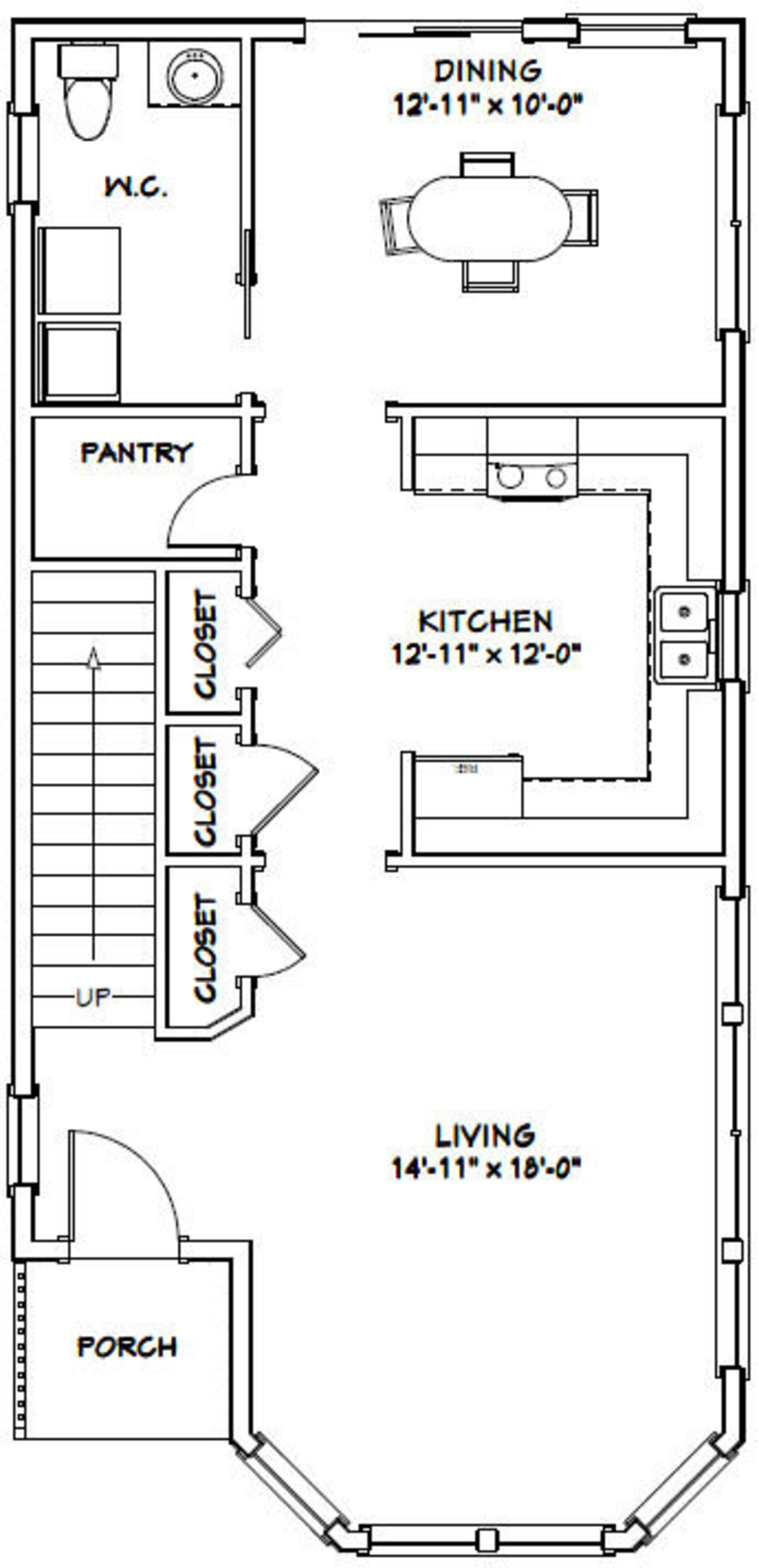 20x42 House 2 Bedroom 1.5 Bath 1,460 Sq Ft PDF Floor Plan Instant ...