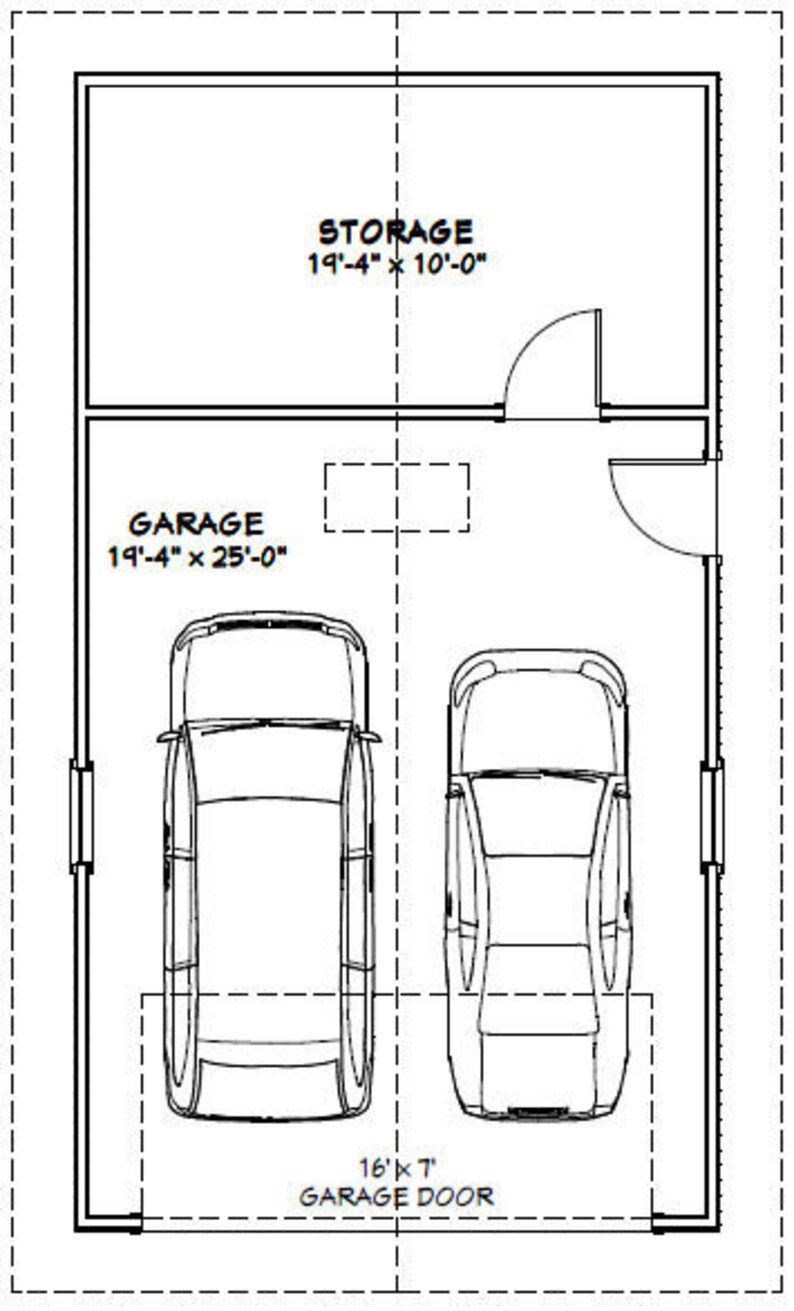 20x36 2-car Garages 720 Sq Ft 8ft Walls PDF Floor Plan Instant Download ...
