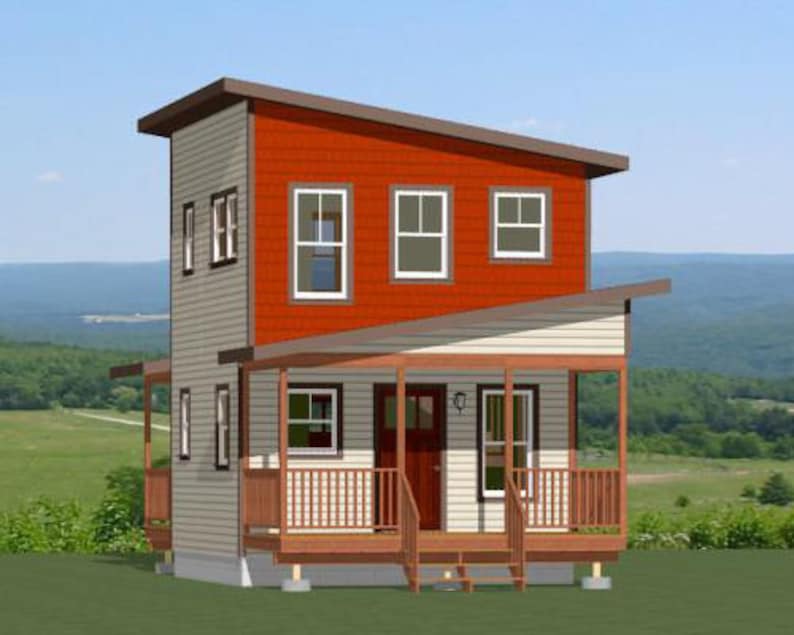 16x16 House -- 1-bedroom 1.5-bath -- 465 Sq Ft -- PDF Floor Plan ...
