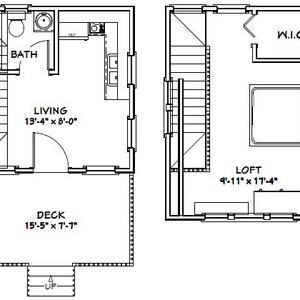 14x14 House -- 1-bedroom 1-bath -- 399 Sq Ft -- PDF Floor Plan ...