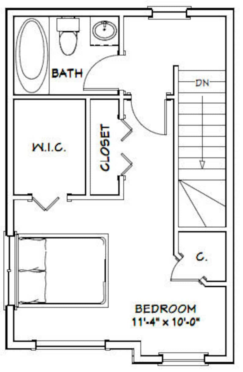 16x24 House -- 2-bedroom 2.5-bath -- 1,075 Sq Ft -- PDF Floor Plan ...