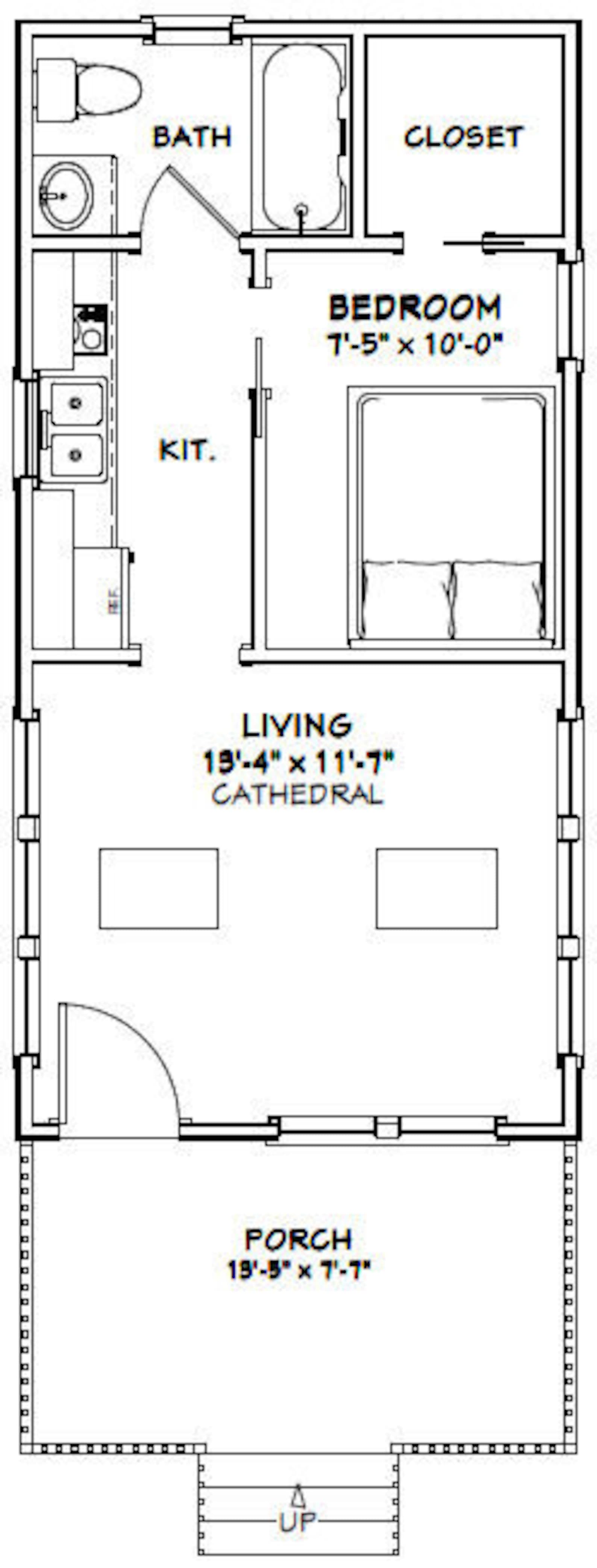 14x28 House -- 1-bedroom 1-bath -- 391 Sq Ft -- PDF Floor Plan ...