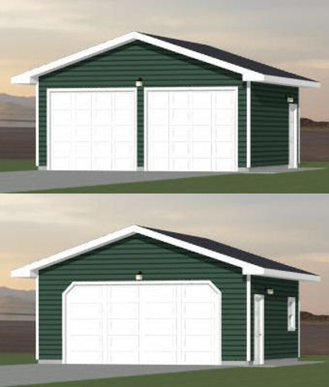 22x20 2-car Garage 440 Sq Ft PDF Floor Plan Instant Download Model 1B ...
