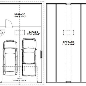 20x36 2-car Garages -- 1,128 Sq Ft -- 8ft Walls -- PDF Floor Plan ...