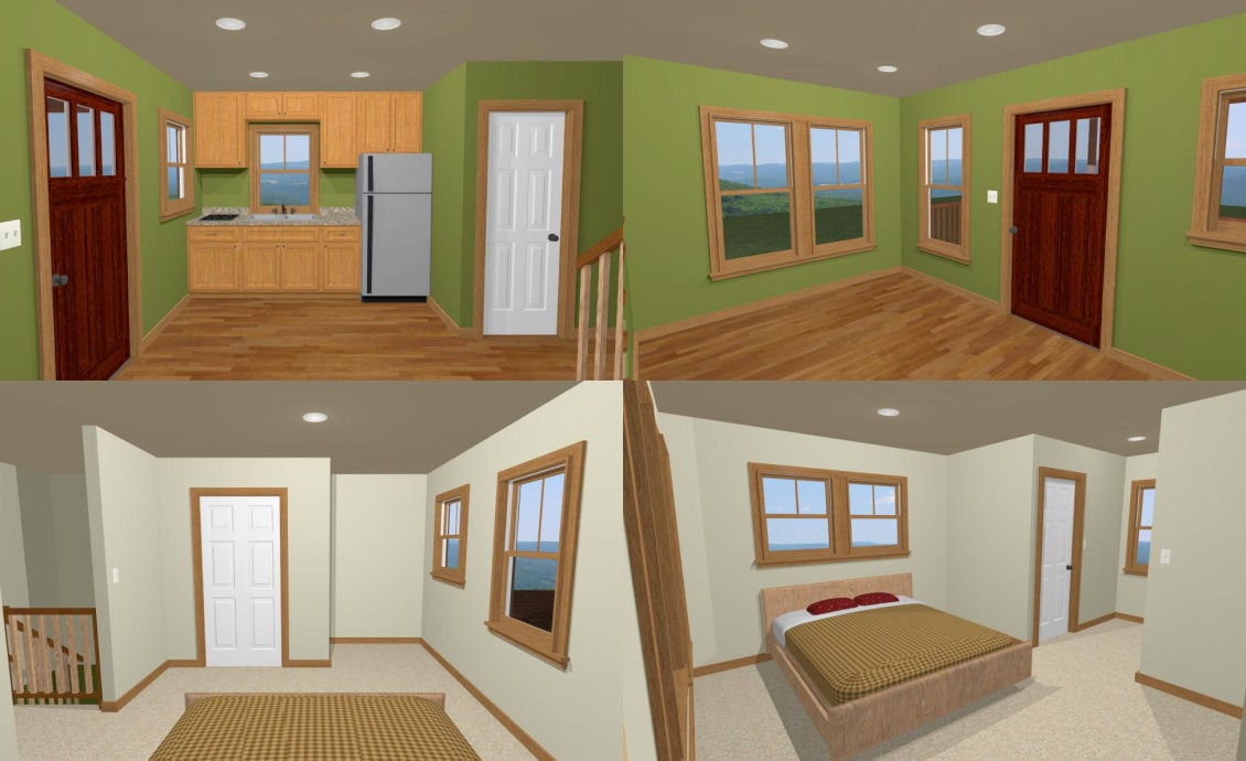 16x16 House -- 1-bedroom 1.5-bath -- 465 Sq Ft -- PDF Floor Plan ...